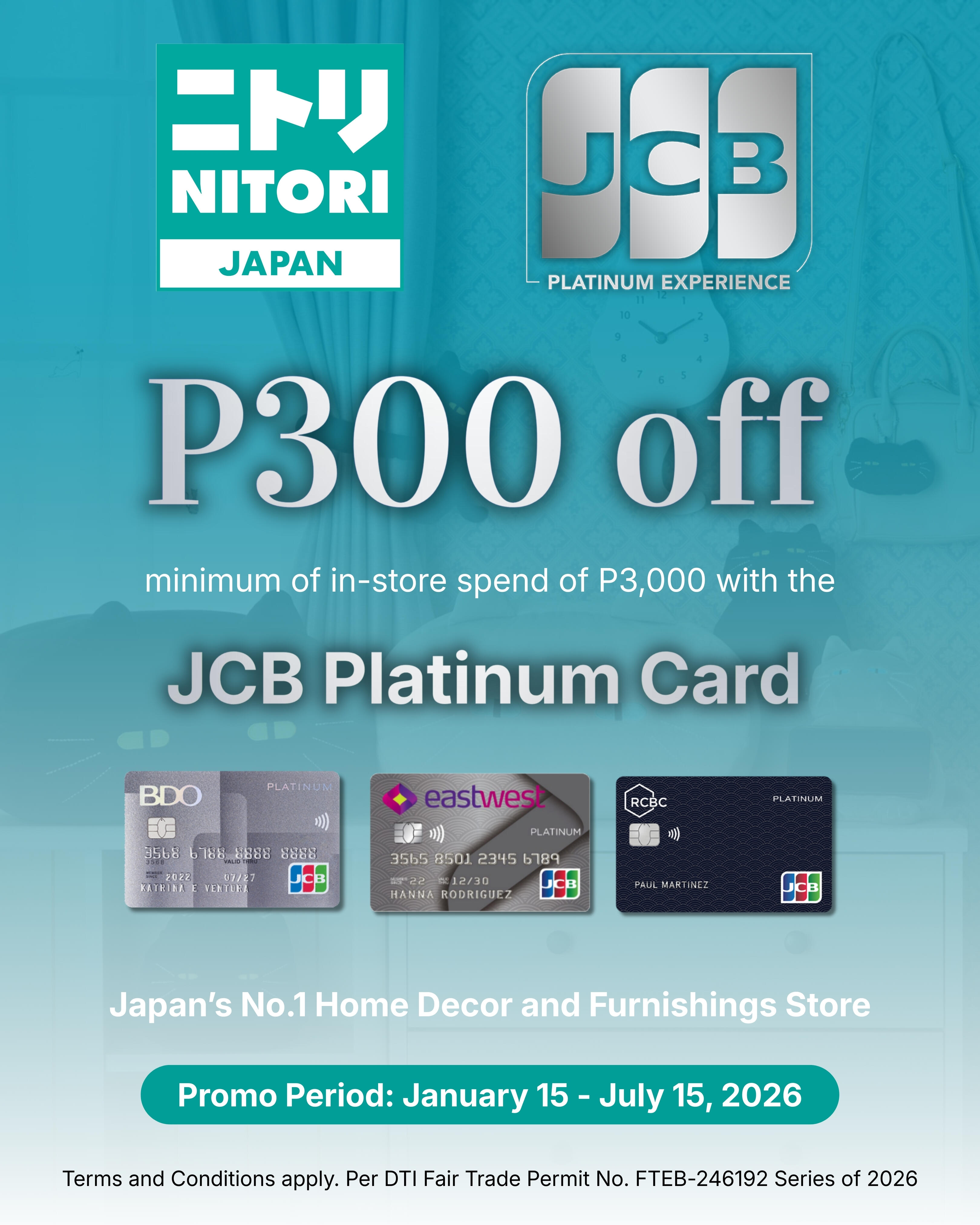 Get P300 OFF at Nitori | JCB Campaign | Philippines | JCB Special Offers